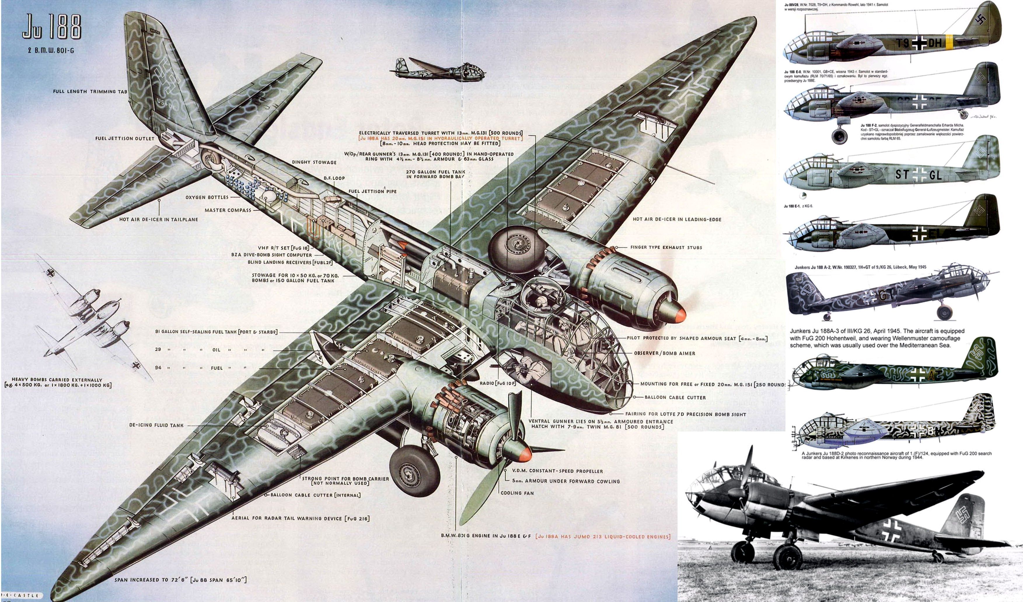 Luftwaffe Junkers Ju 188 medium bomber cutaway | Scrolller