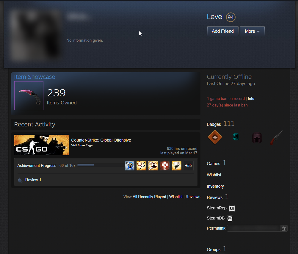 LVL 95 + FN Karambit Fade Banned | Scrolller