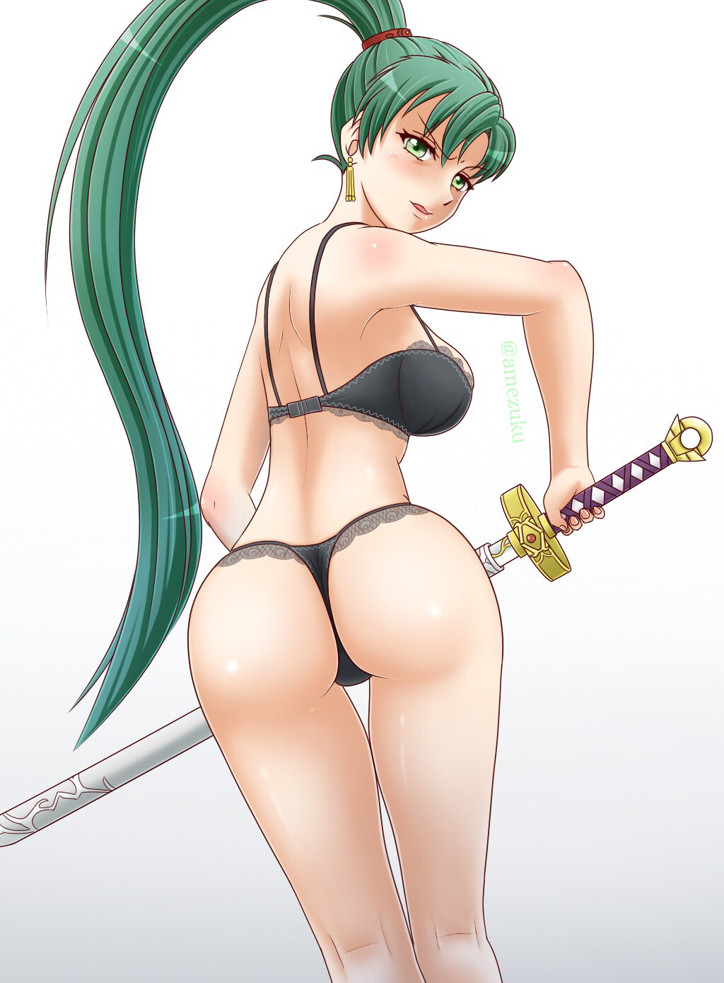 Lyn in skimpy black lingerie (amezuku) | Scrolller