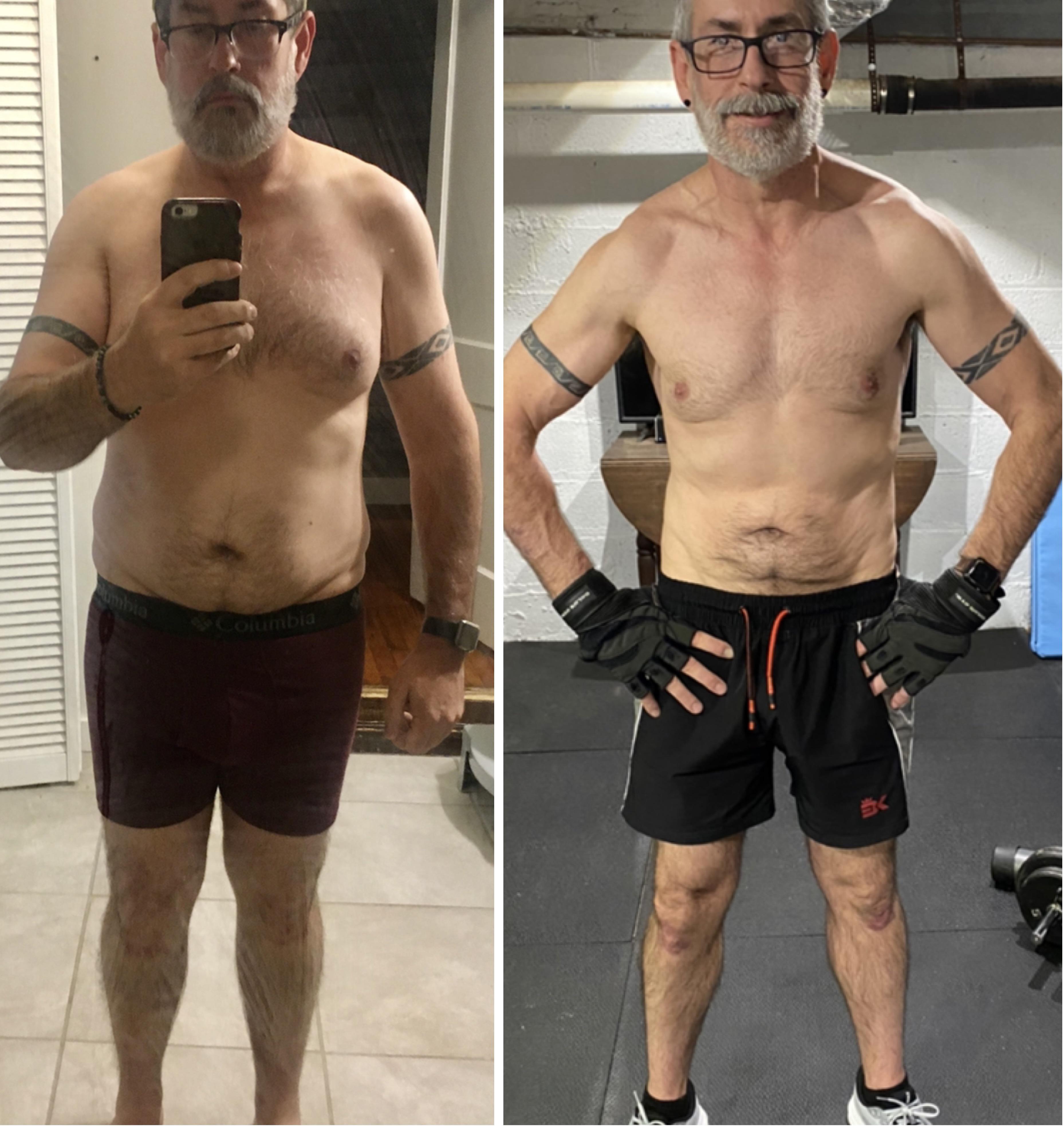 M/50/5’10” [200-155 = 45] Photos taken in Jan 2020 and Jan 2021. Total weight loss since Jul ...