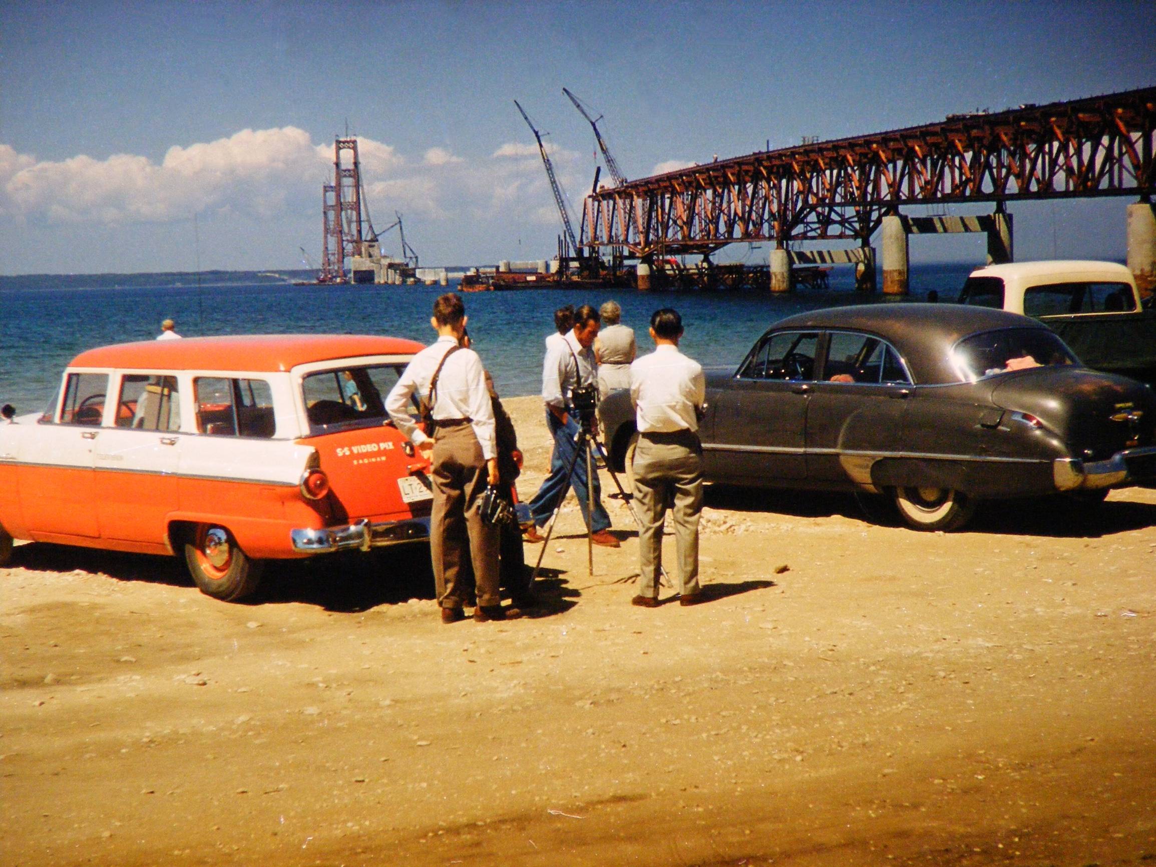 Mackinac Bridge construction in 1956 | Scrolller