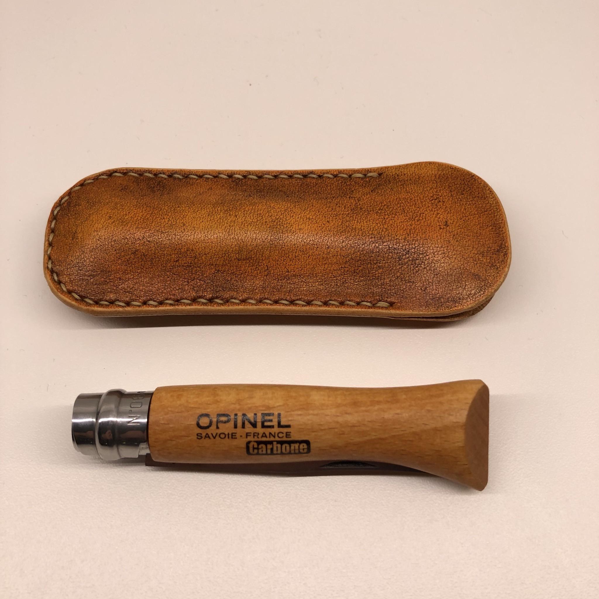 Made a leather sheath for my Opinel no. 6 | Scrolller