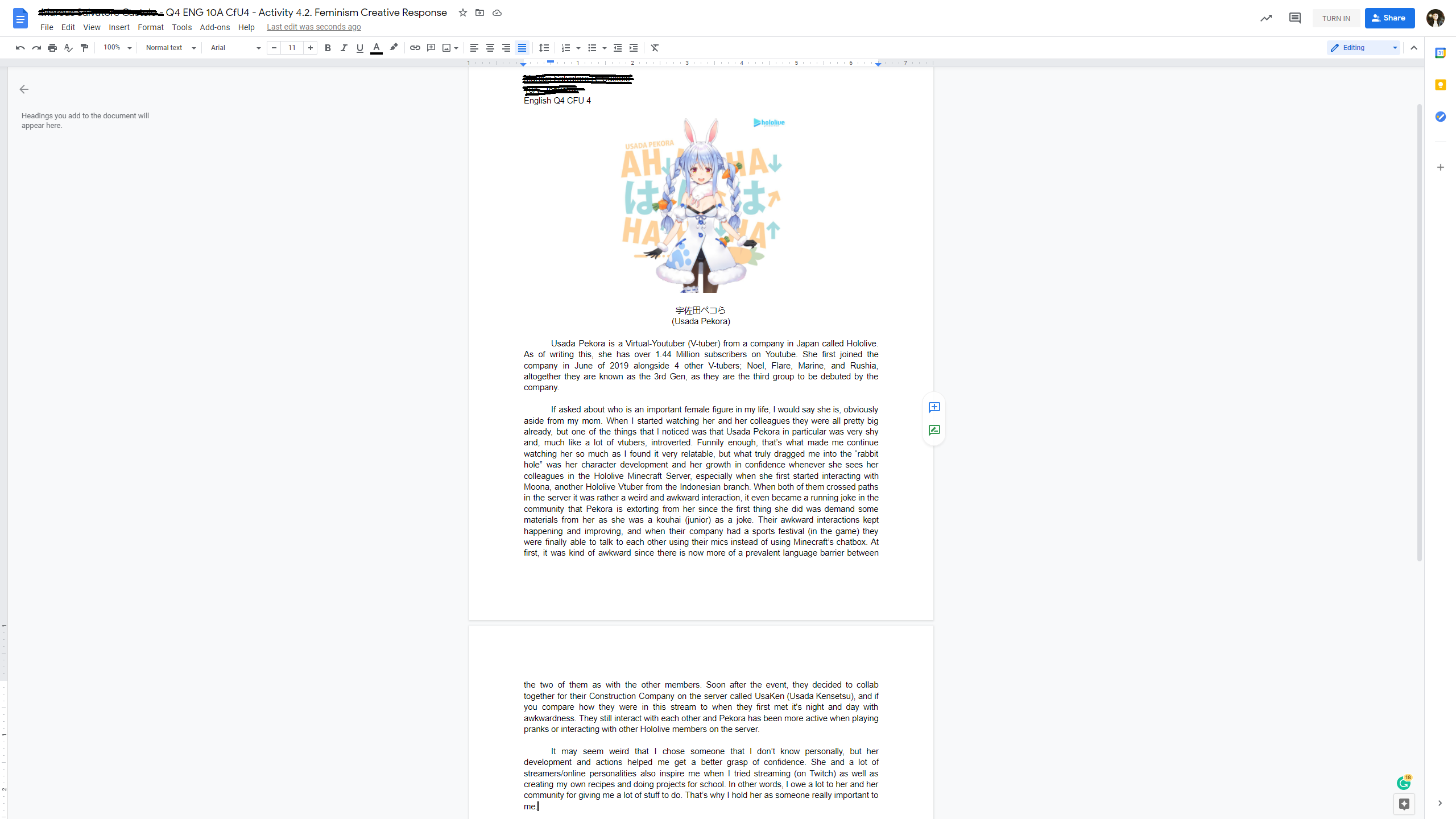 Made My Assignment Based On Pekora Peko | Scrolller