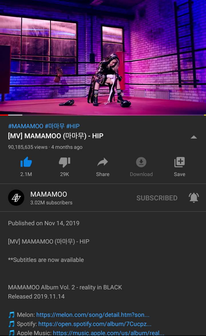 MAMAMOO 'HIP' MV surpassed 90M views on YouTube | Scrolller