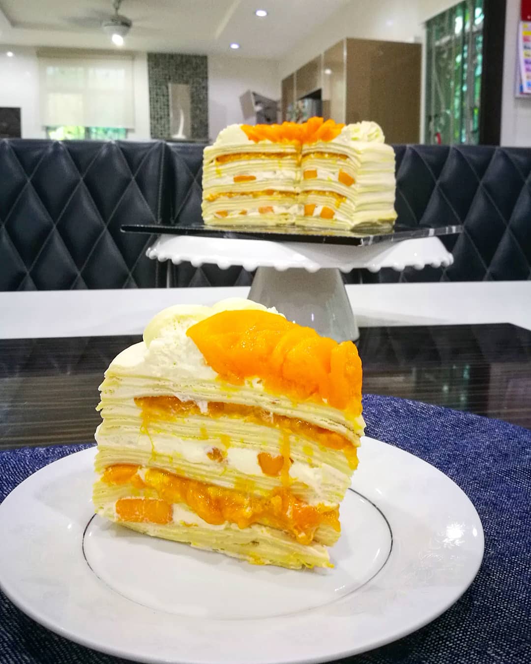 Mango Crepe Cake with whipped cream frosting+loads of riped mangoes | Scrolller