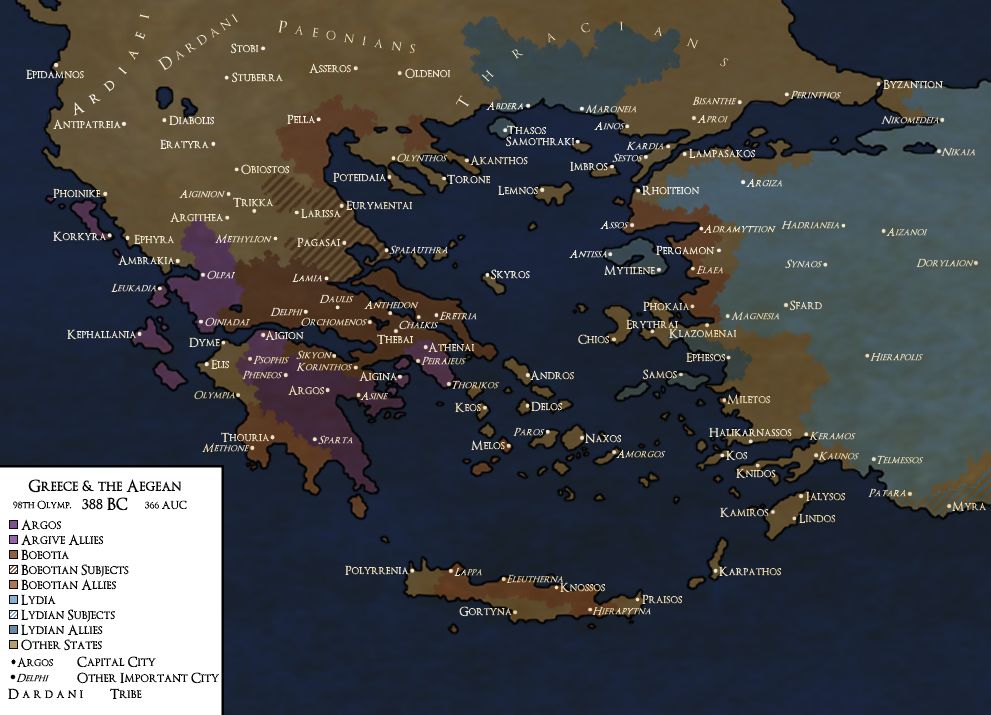 Map of Alternate Ancient Greece in 388 BC | Scrolller