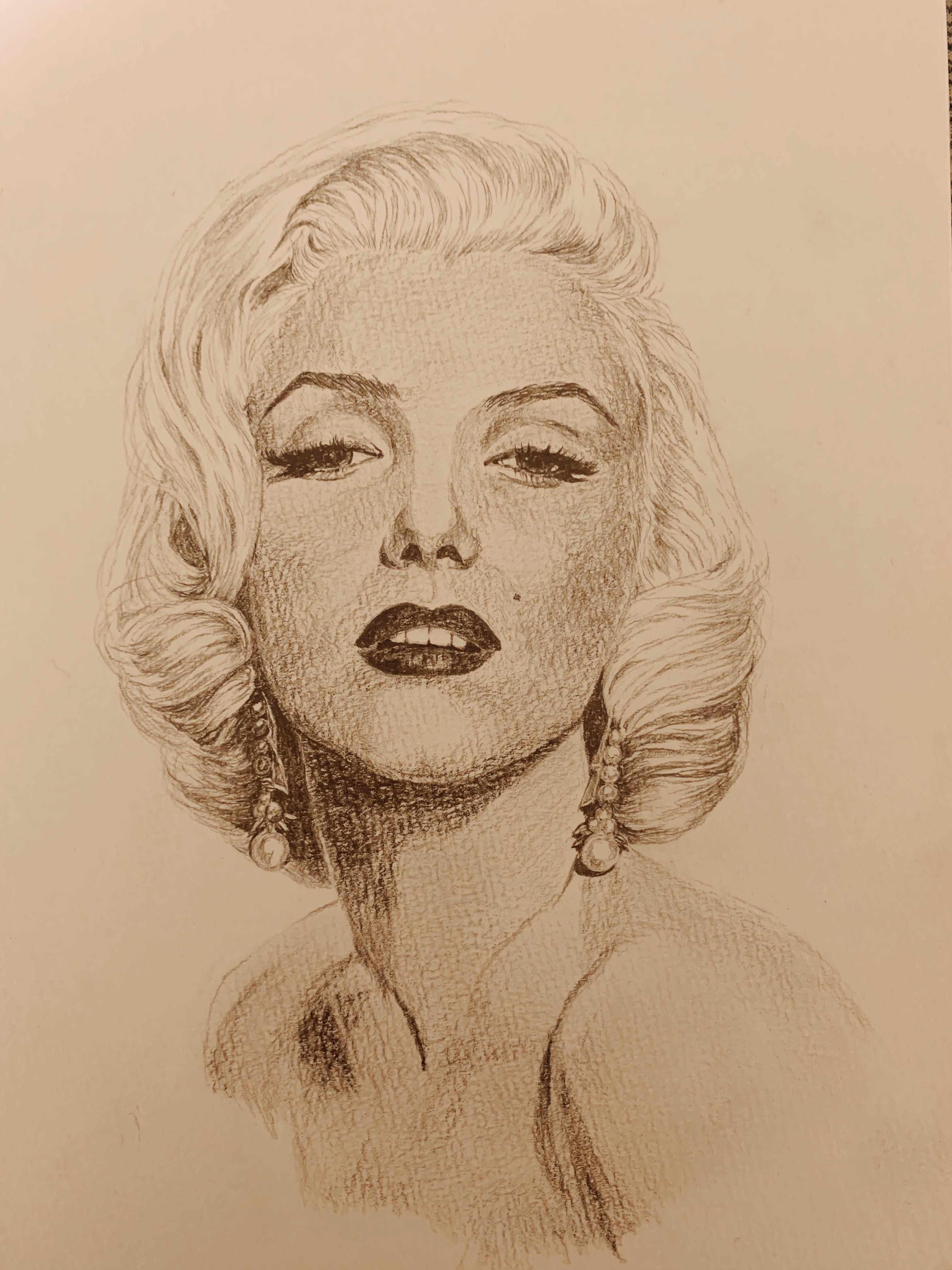 Marilyn, me, pencil, 2019 | Scrolller