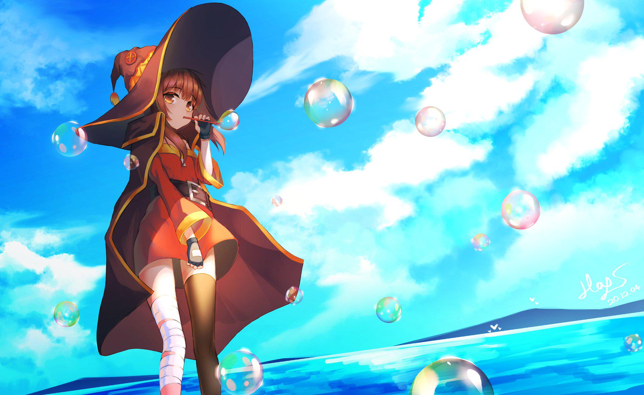 Megumin blowing bubbles | Scrolller
