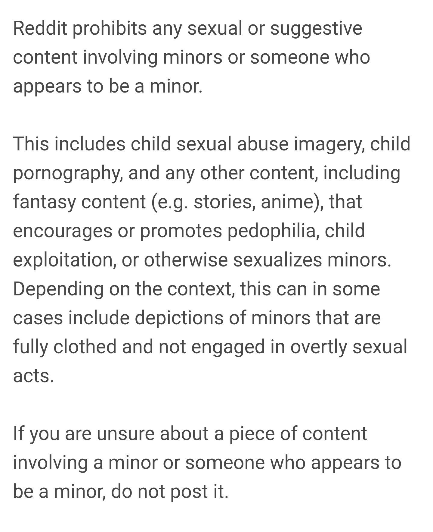 [META] Reddit now prohibits pedophile/underage pornography of all forms, including stories and ...