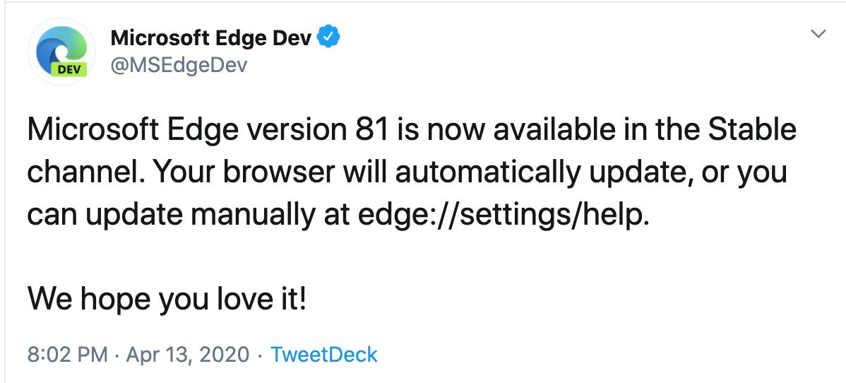 Microsoft Edge version 81 is now available in the Stable channel ...
