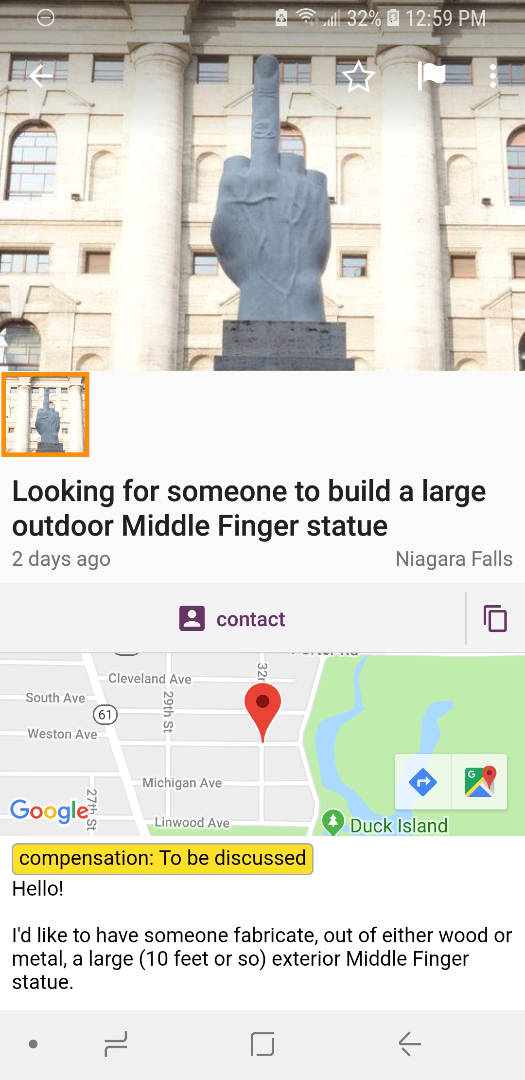 Middle Finger Statue. | Scrolller