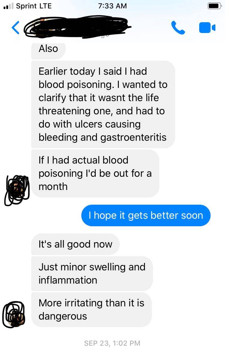 Mild blood poisoning huh? | Scrolller