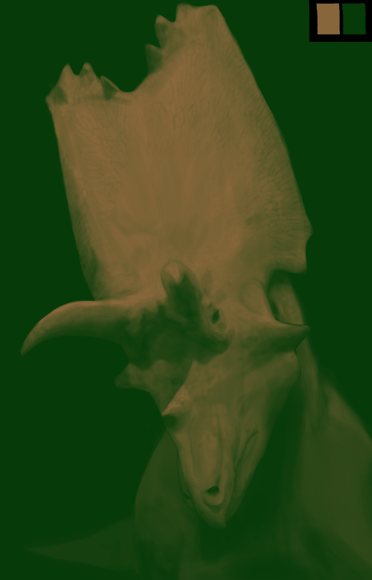 Minimal Palette Pentaceratops, digital painting made in Photoshop with only two colors, over a ...