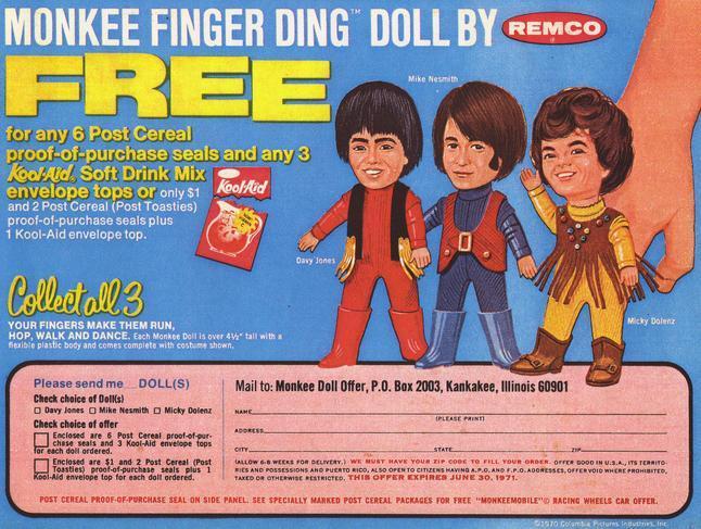Monkee Finger Ding Dolls, 1970. | Scrolller