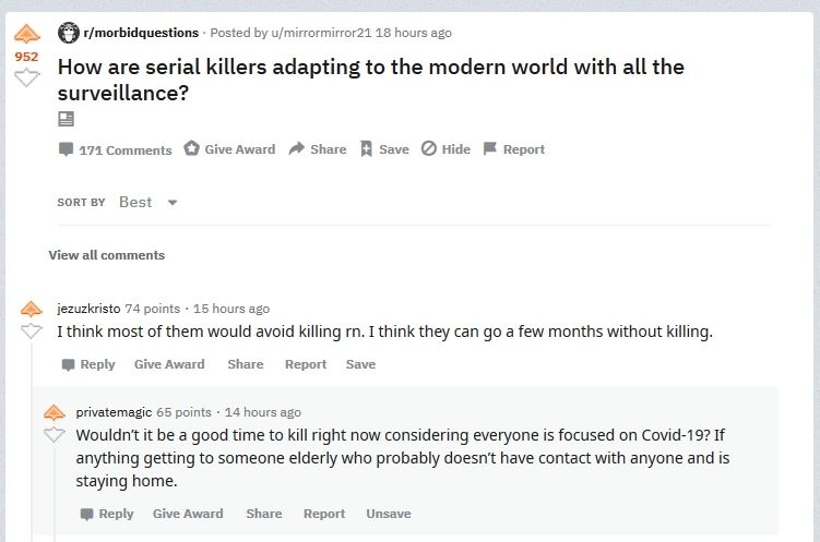 Morbid question inspires a morbid answer thread | Scrolller