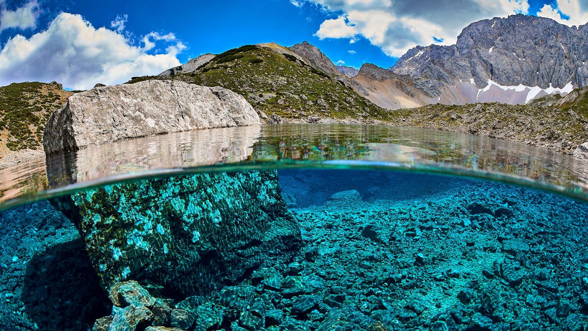 Mountain half underwater awesome scenario (1920x1080) | Scrolller