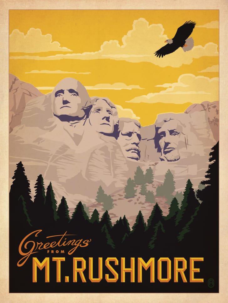 Mt.Rushmore Retro Style Poster | Scrolller