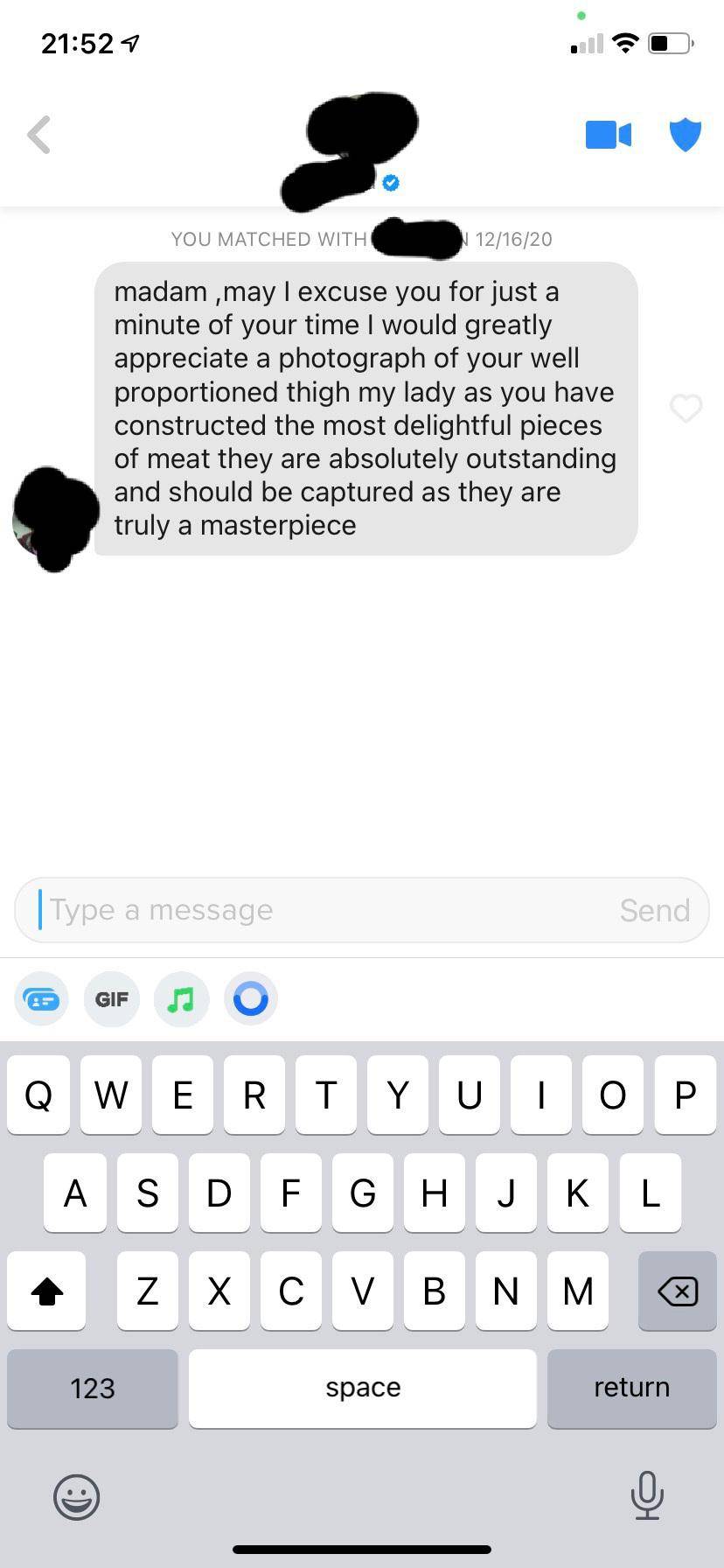 Multiple friends received this cringetastic message over Tinder from this meatlord. | Scrolller