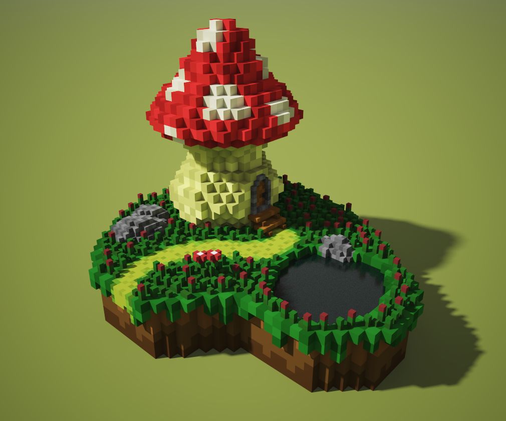 Mushroom house voxel design | Scrolller
