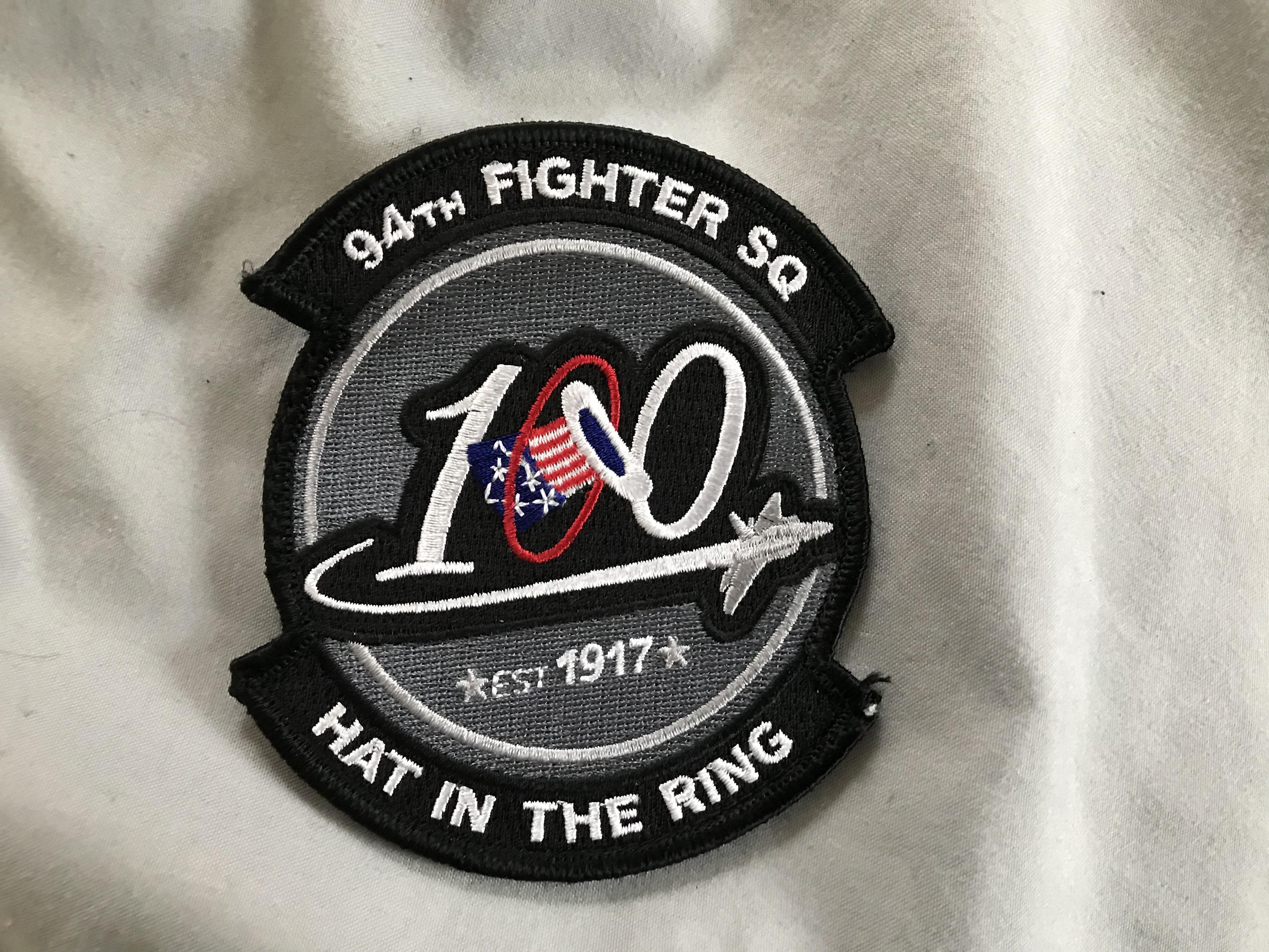 My 100 anniversary patch of the 94th Fighter Squadron here at Langley ...