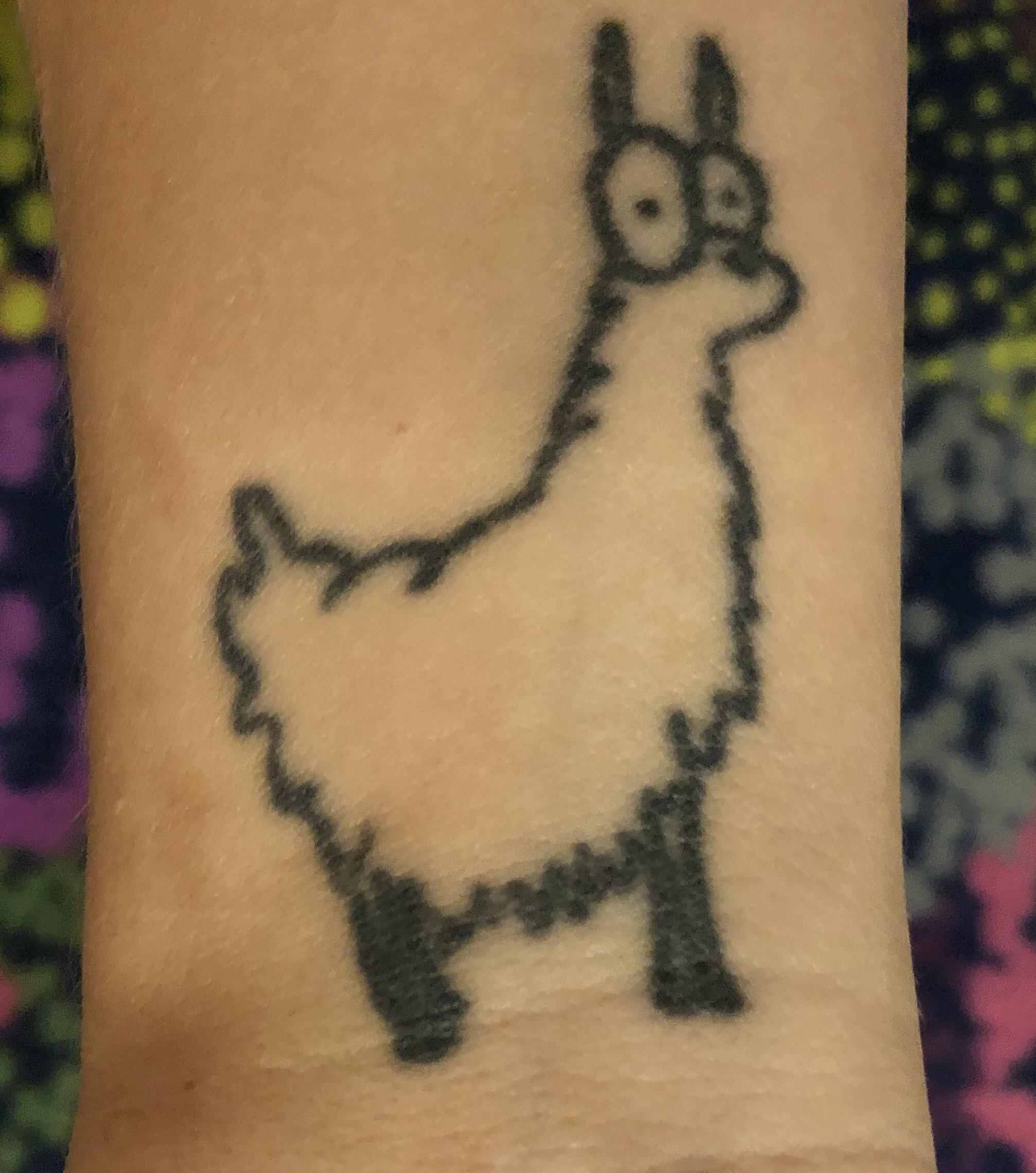 My cartoon llama tattoo | Scrolller