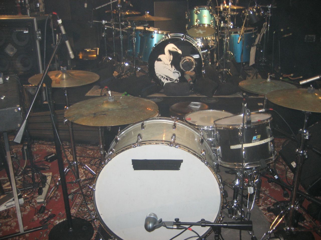 my drum kit set up in front of dave grohl's drum kit... | Scrolller