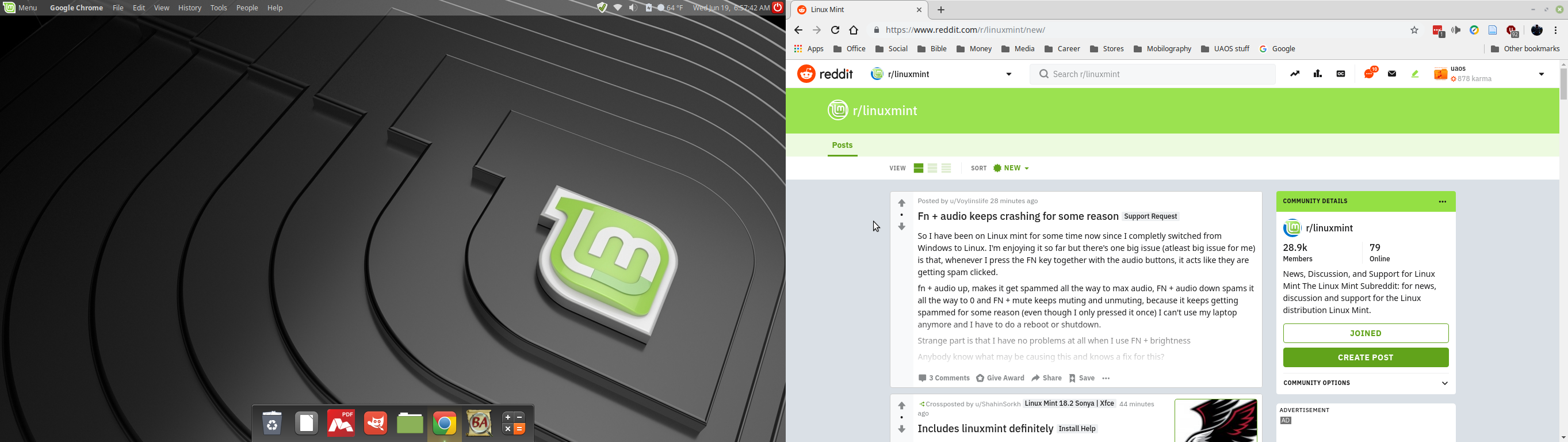 My dual screen laptop running Linux Mint Mate | Scrolller