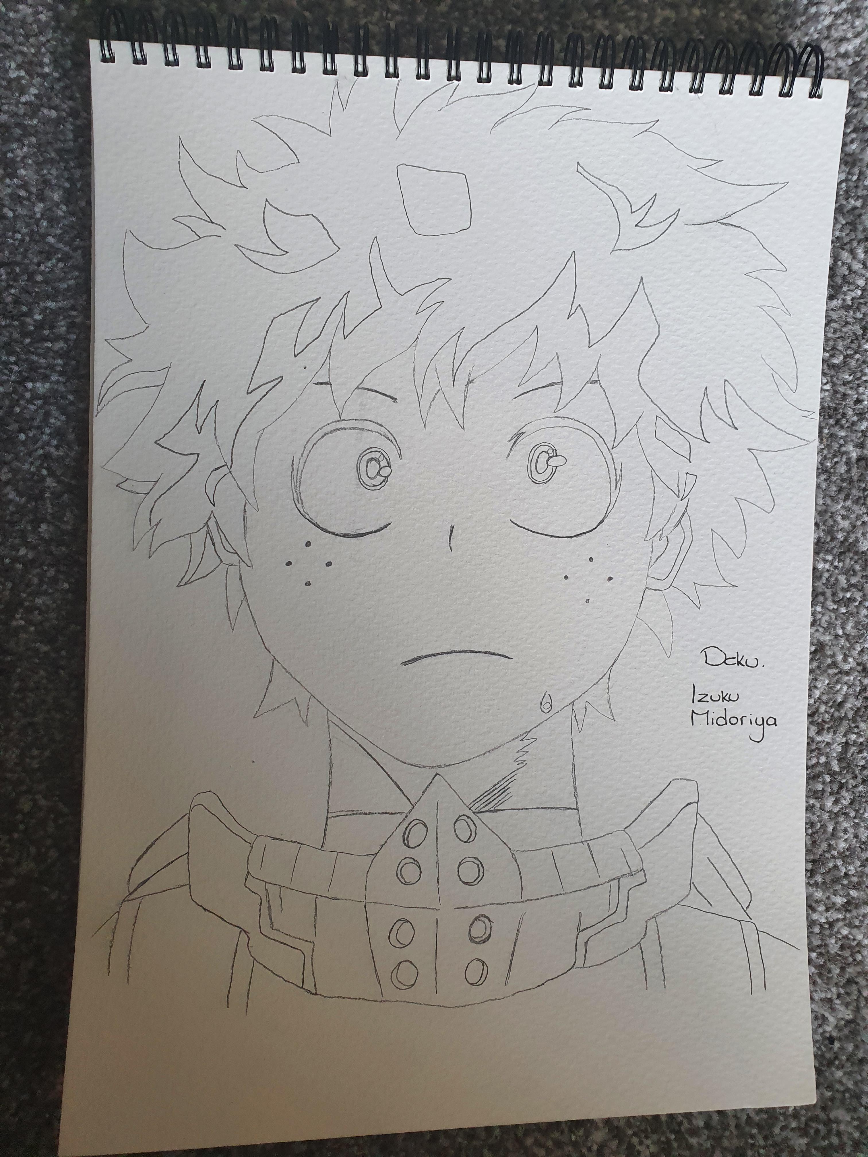 My first attempt at Deku, I'm going to add colour later | Scrolller