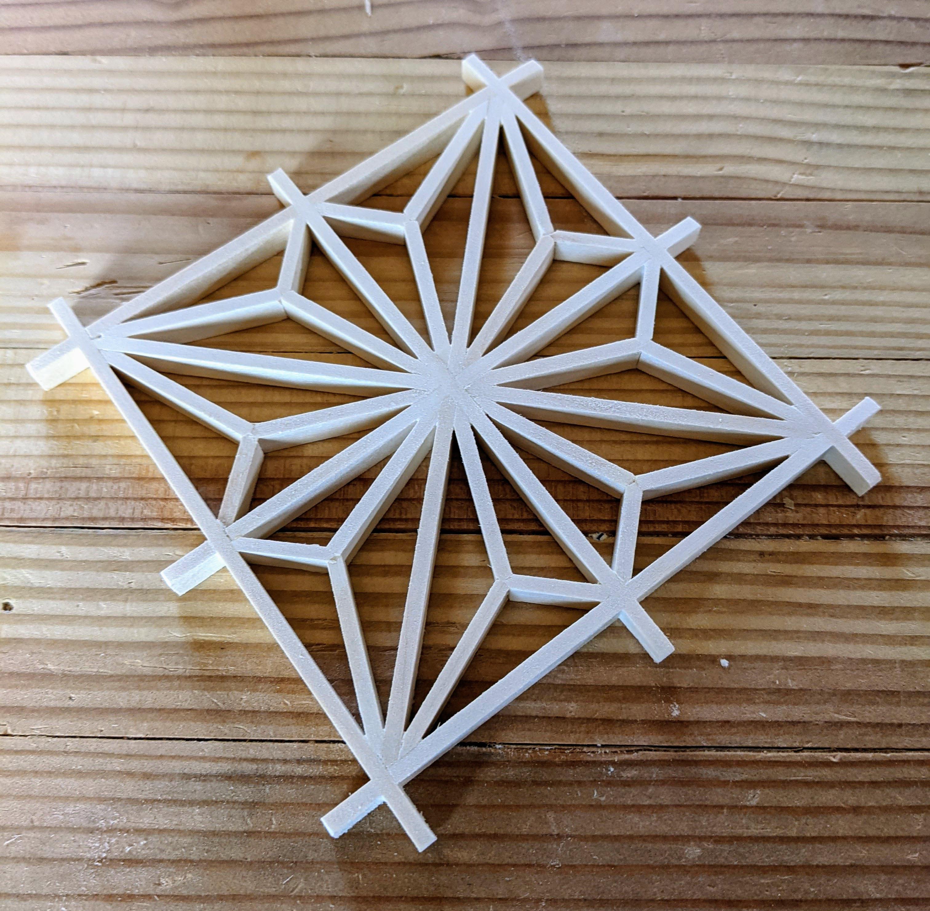 My first ever kumiko, inspired by recent posts in this sub. Not perfect, but each piece fit just ...