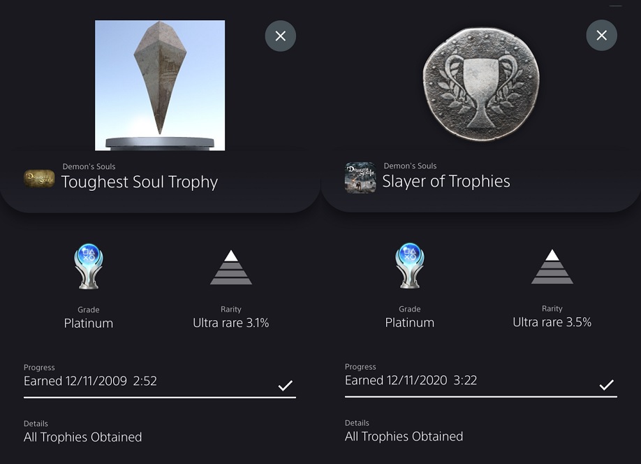 My first platinum trophy on PS3, and my first platinum trophy on PS5, obtained (almost) exactly ...