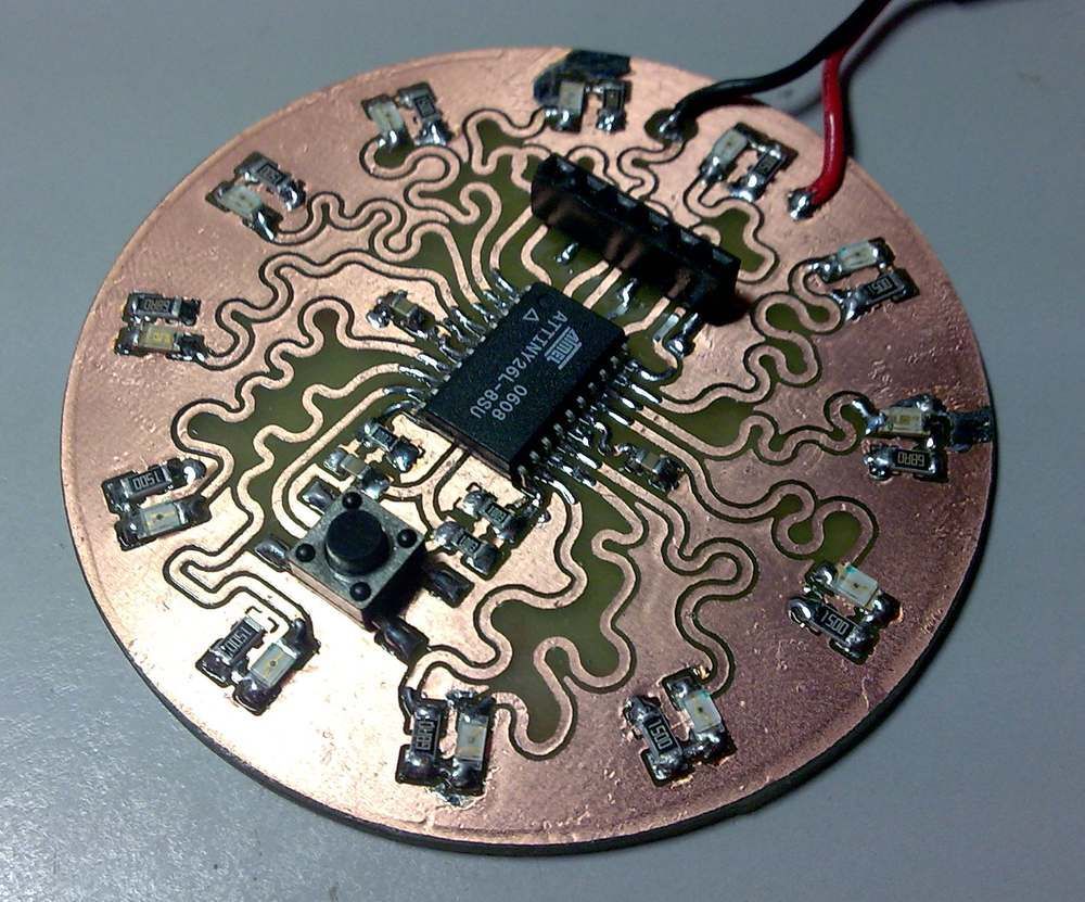 My first proper SMD board, etched at home, many years ago. I like to make them pretty. | Scrolller