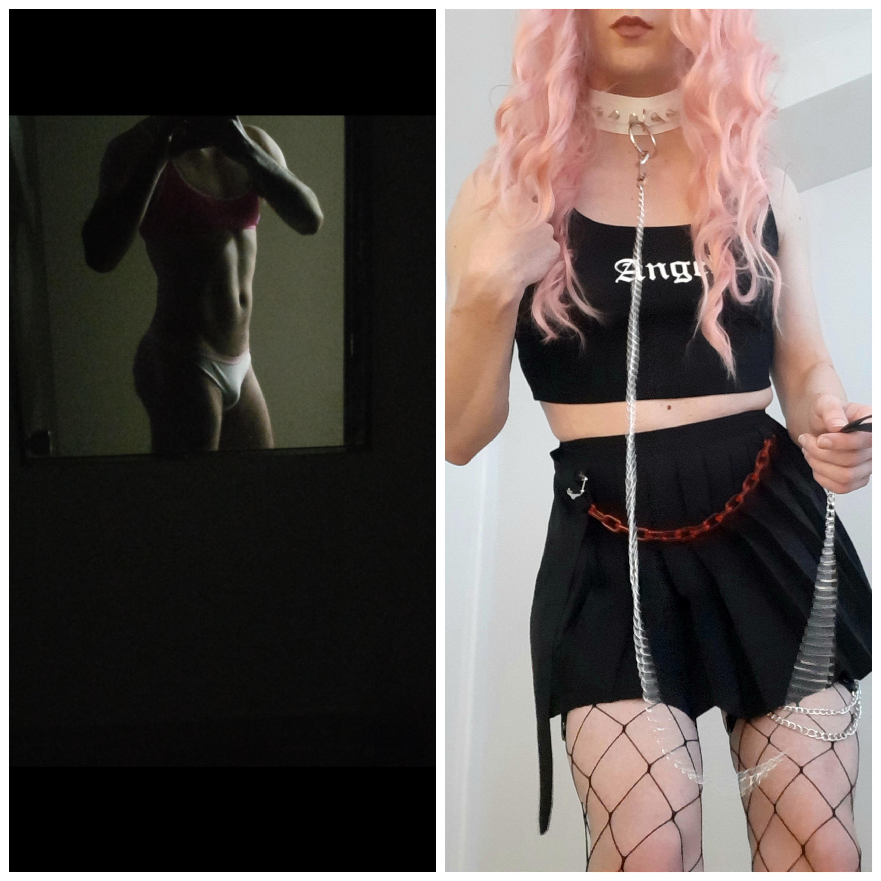 My first time dressing up (ex's things while she was out) vs me now 😋 | Scrolller