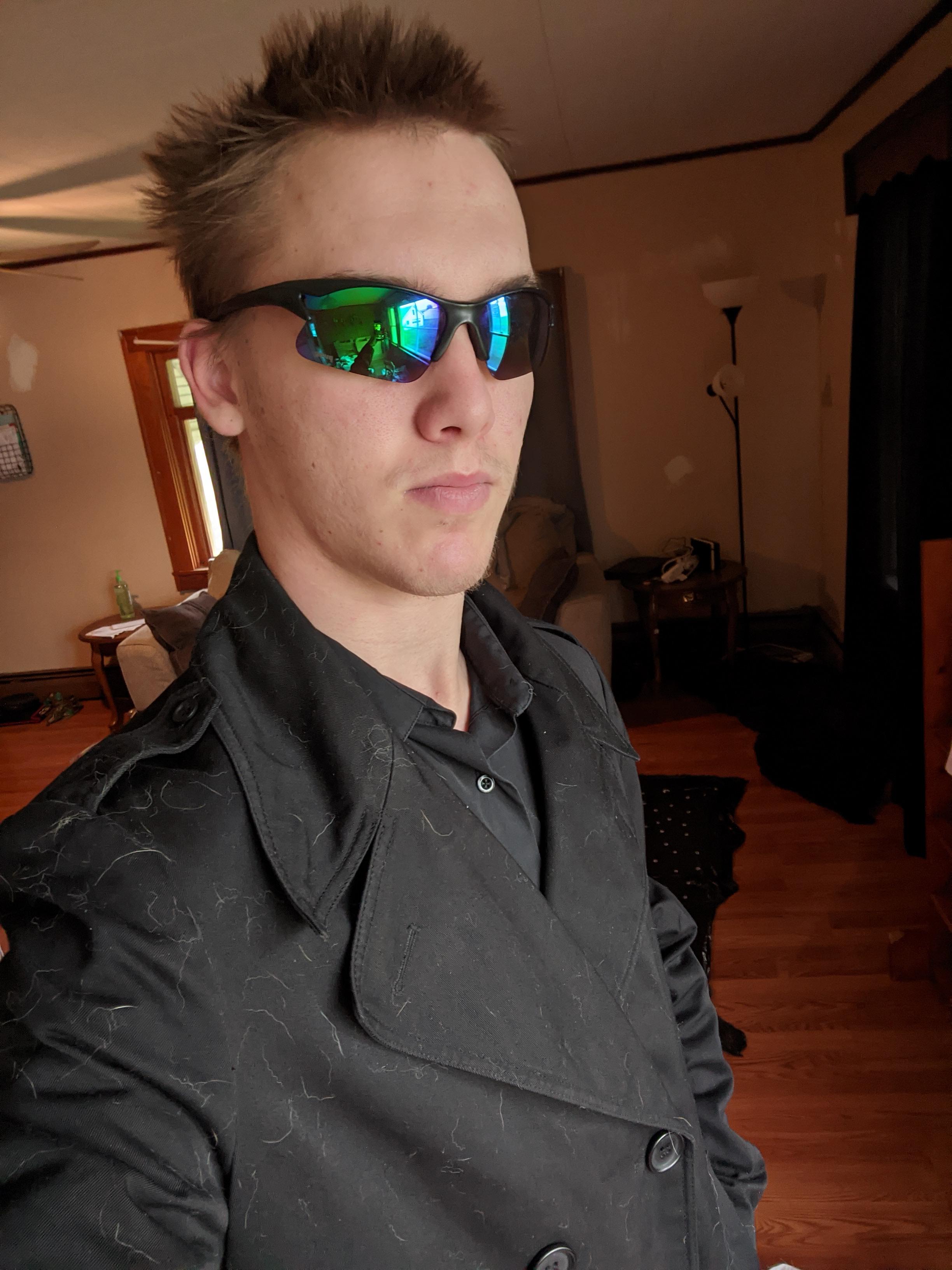 My matrix themed outfit for the Halloween costume party [Self] | Scrolller