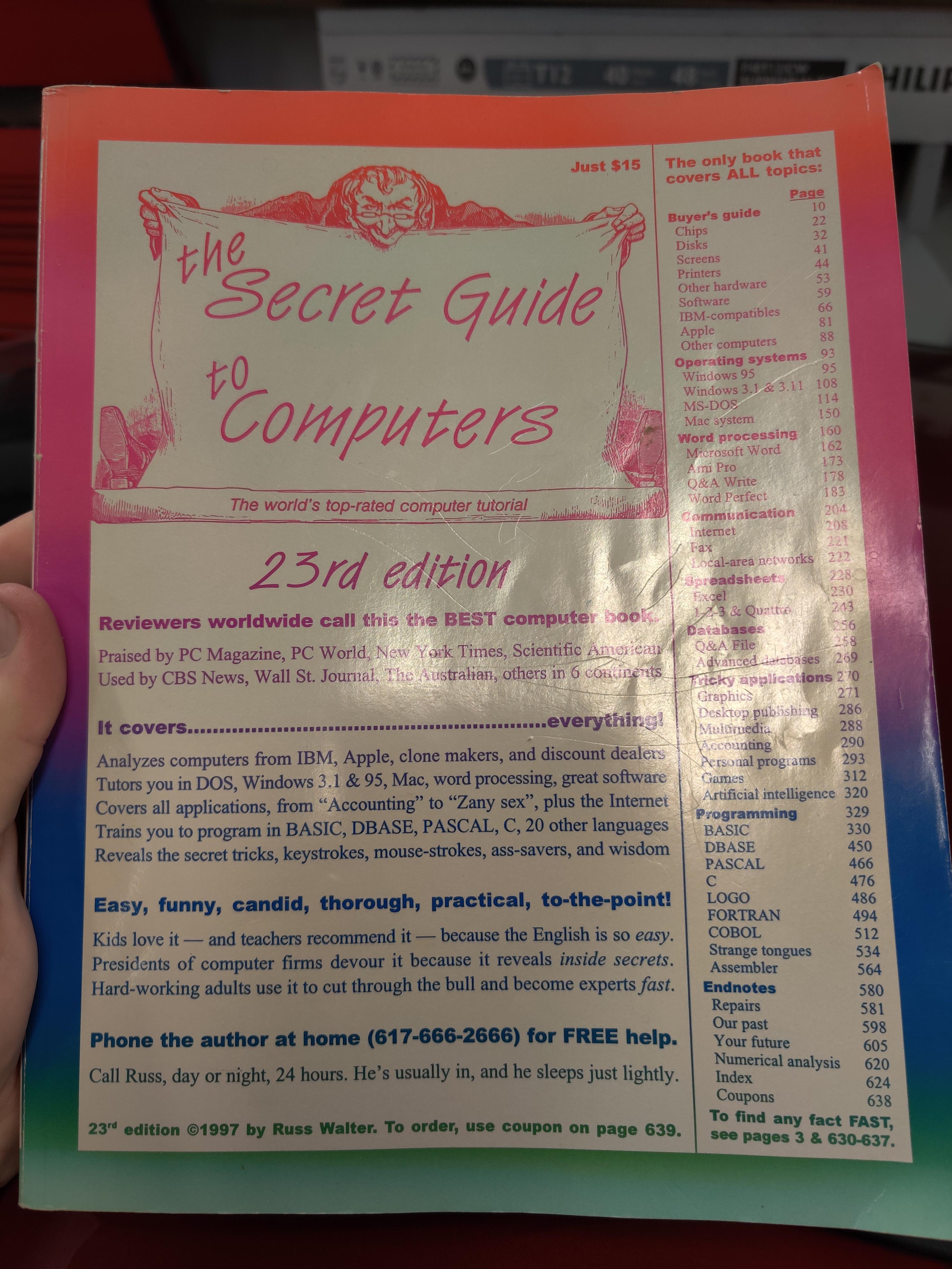 My mom gave me her old pc guide book from 1996 Im actually really excited to read about cobol ...