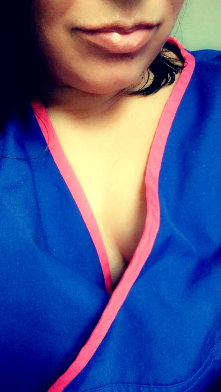My new scrubs flash just a bit of cleavage now and then.... | Scrolller