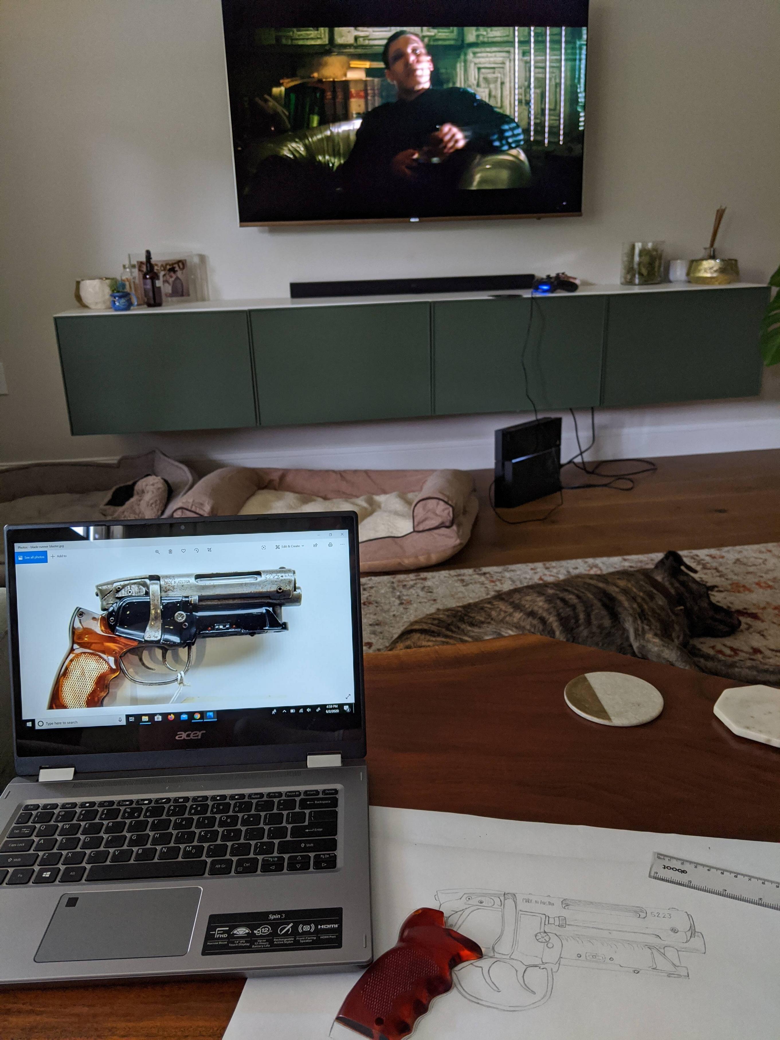 My newest prop replica project, getting all sketched out. | Scrolller