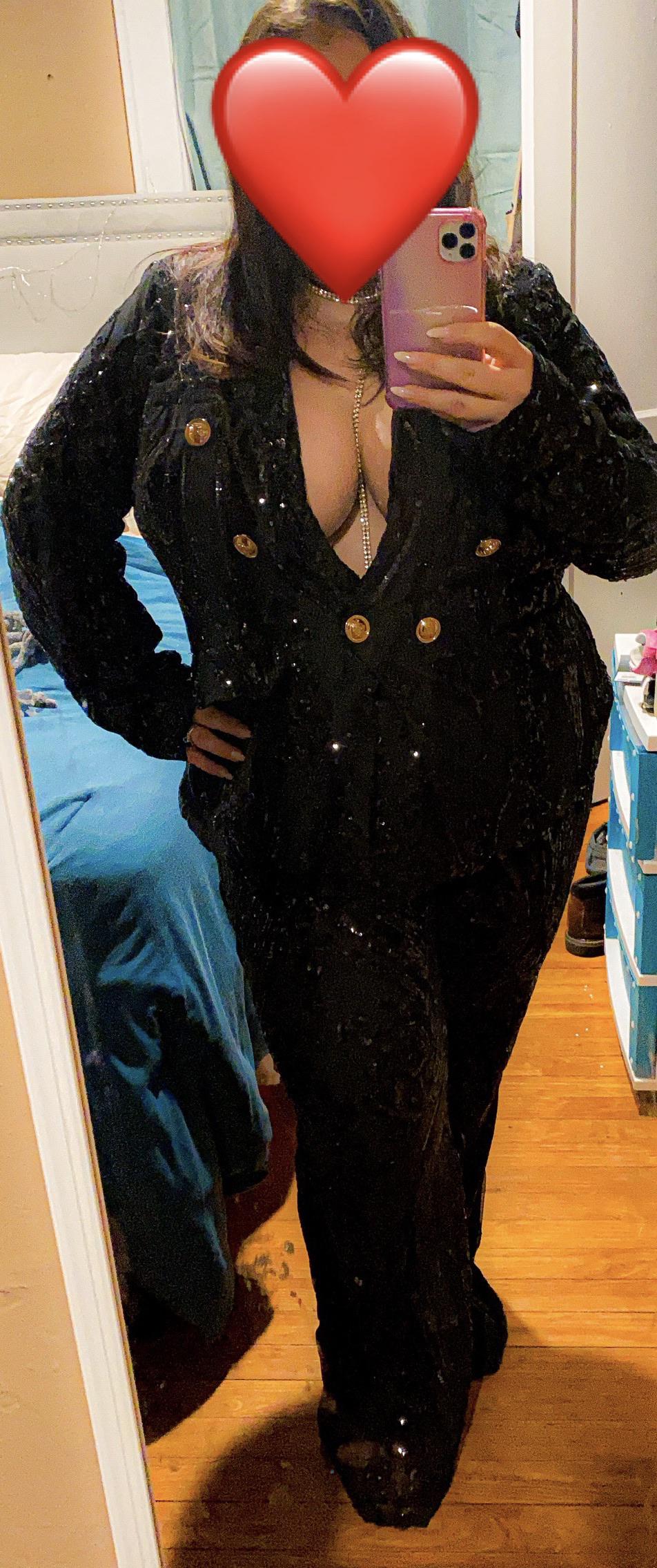 My NYE outfit from Fashion Nova. Wearing SKIMS body tape under the jacket. | Scrolller