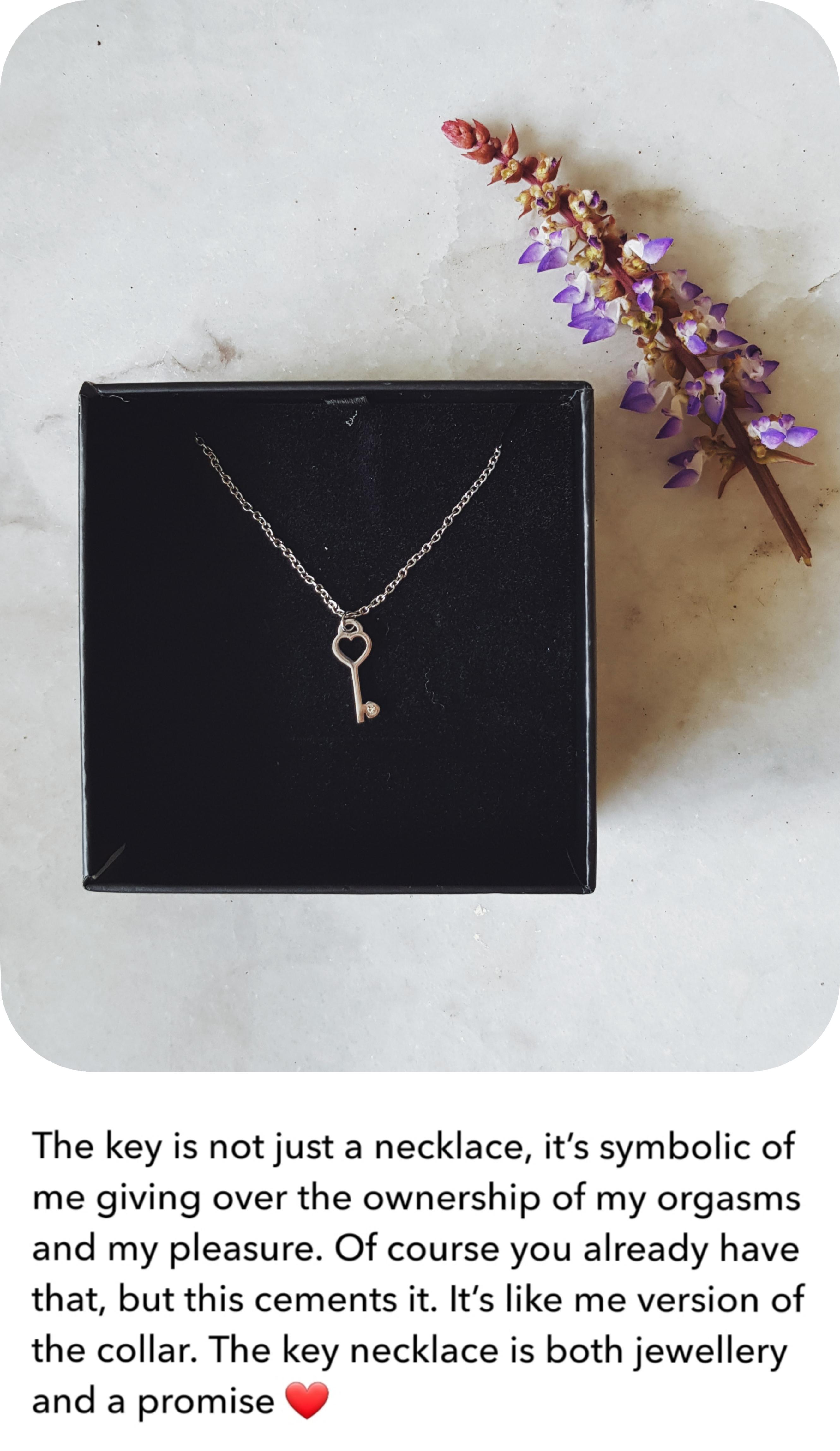 My sub and I are long-distance and he got a key necklace for me as a present 🥺 this way I'm ...