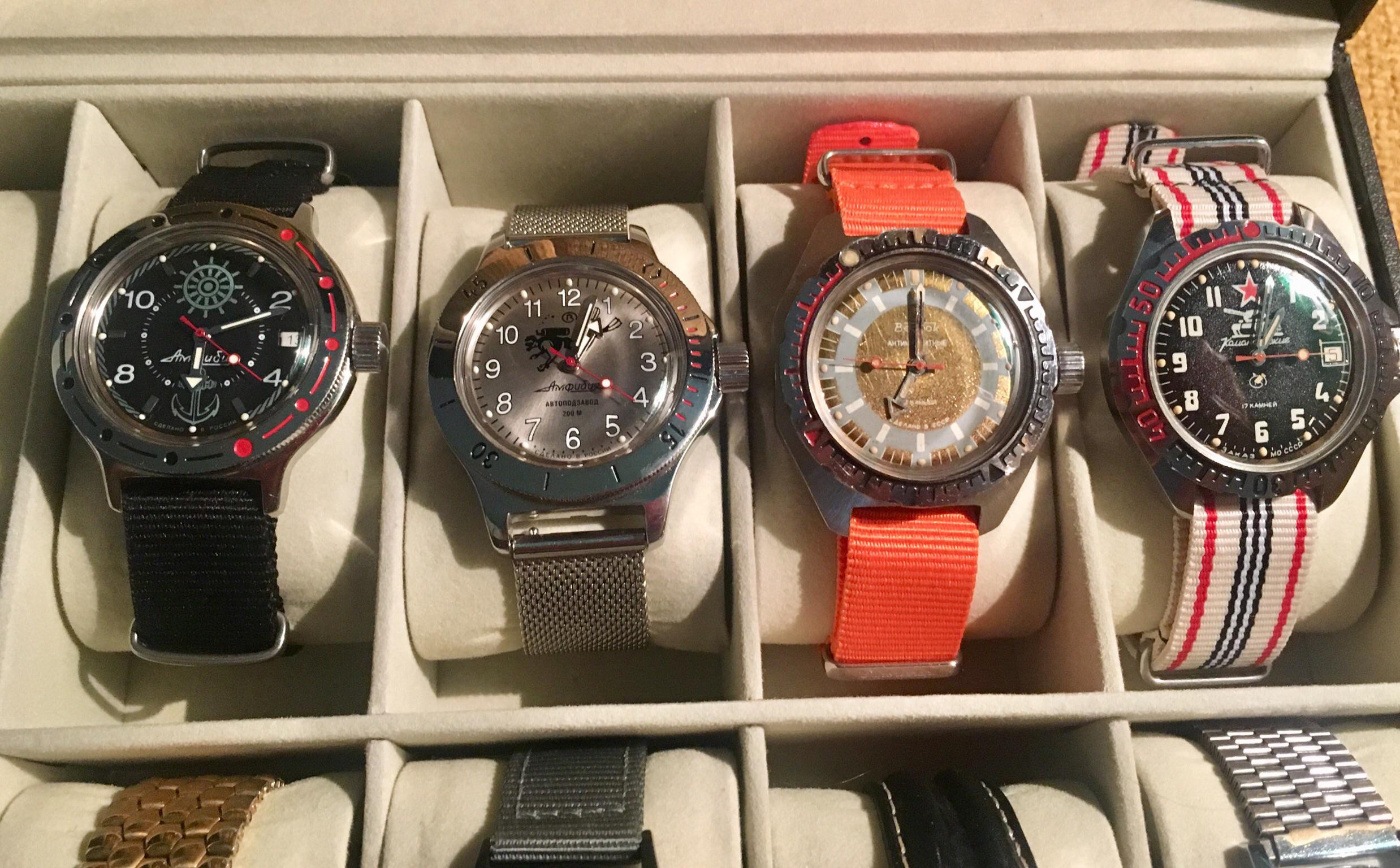 my three Vostok Amfibias and one Kommandirskie | Scrolller