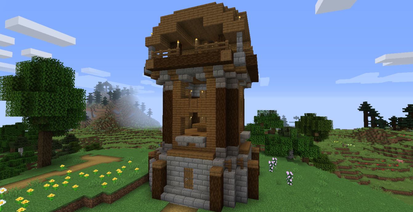 My version of the pillager outpost with stone bricks and spruce | Scrolller