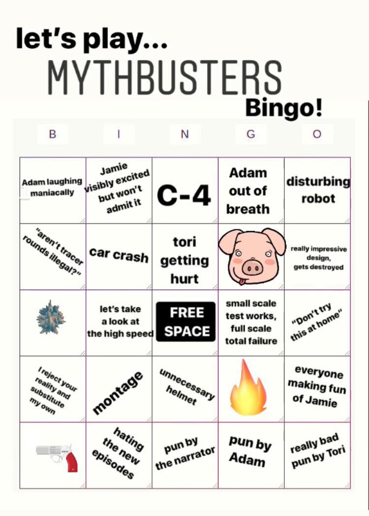 mythbusters bingo! | Scrolller