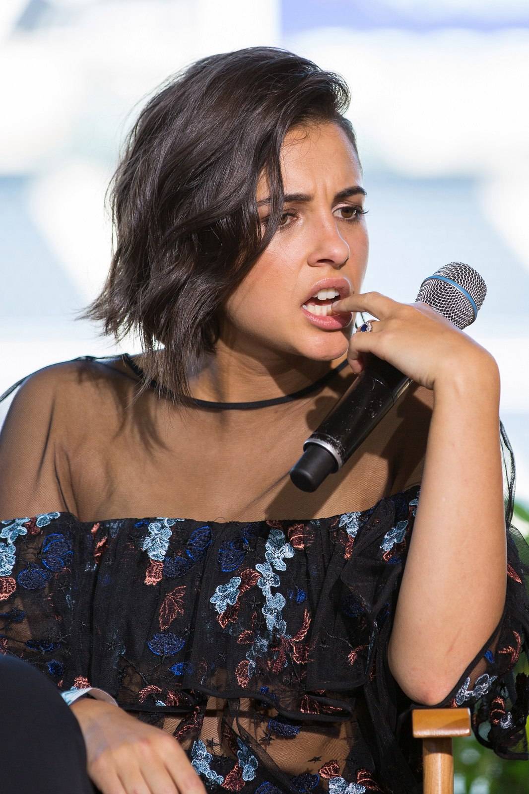 Naomi Scott - Cute Finger Bite - Power Rangers Movie Discussion at San Diego Comic-Con 2016 ...