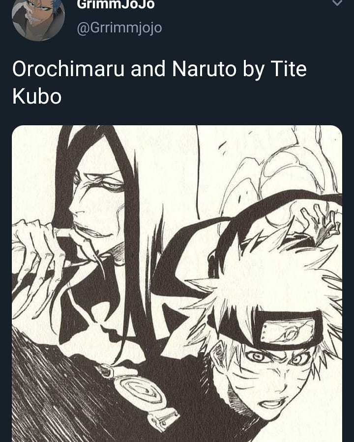 Naruto and Orochimaru drawn by Kubo. cred: @grimmjojo | Scrolller