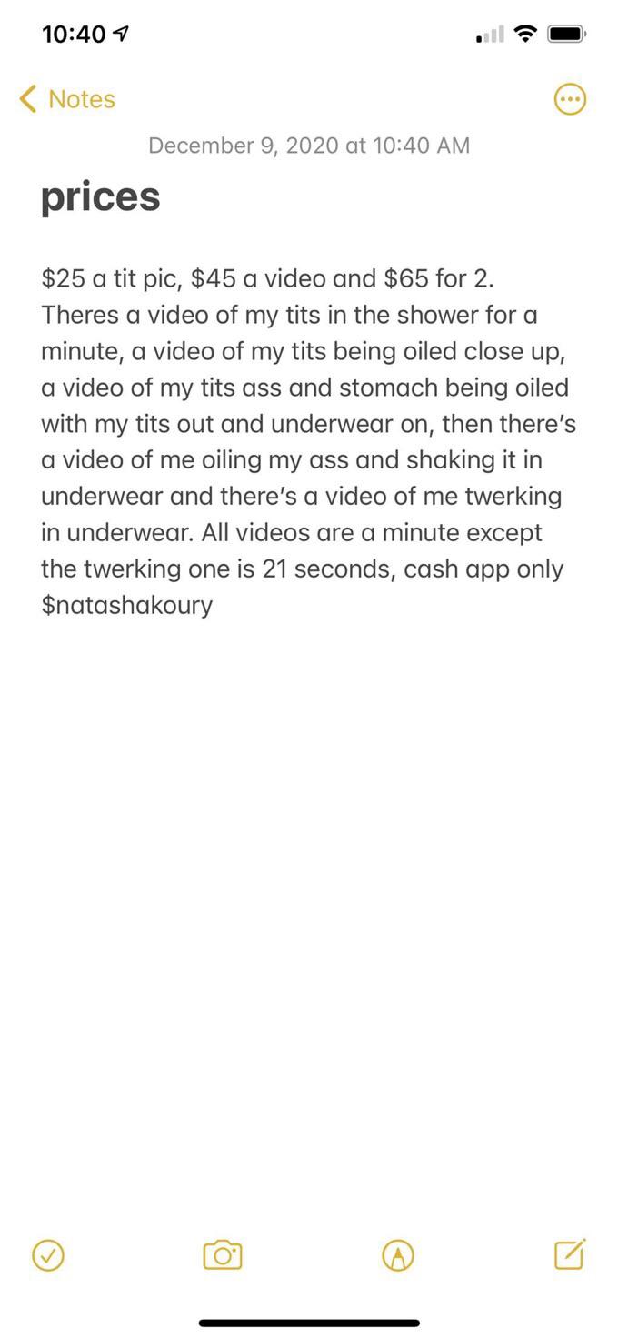 Natasha koury aka digbickwillie this how much she charge her snap is @natashakoury | Scrolller