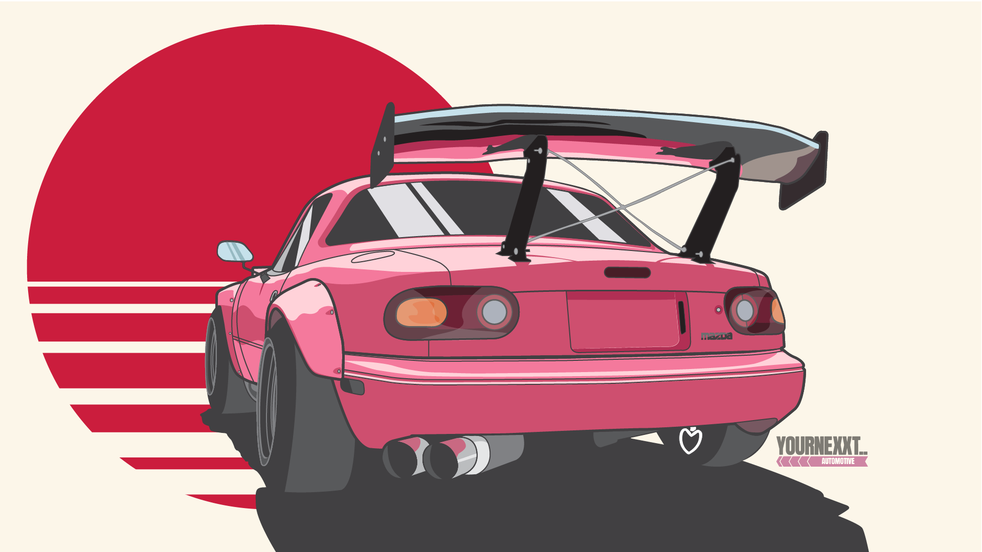 Neon Pink Miata NA digital illustration! 🎨 | Scrolller