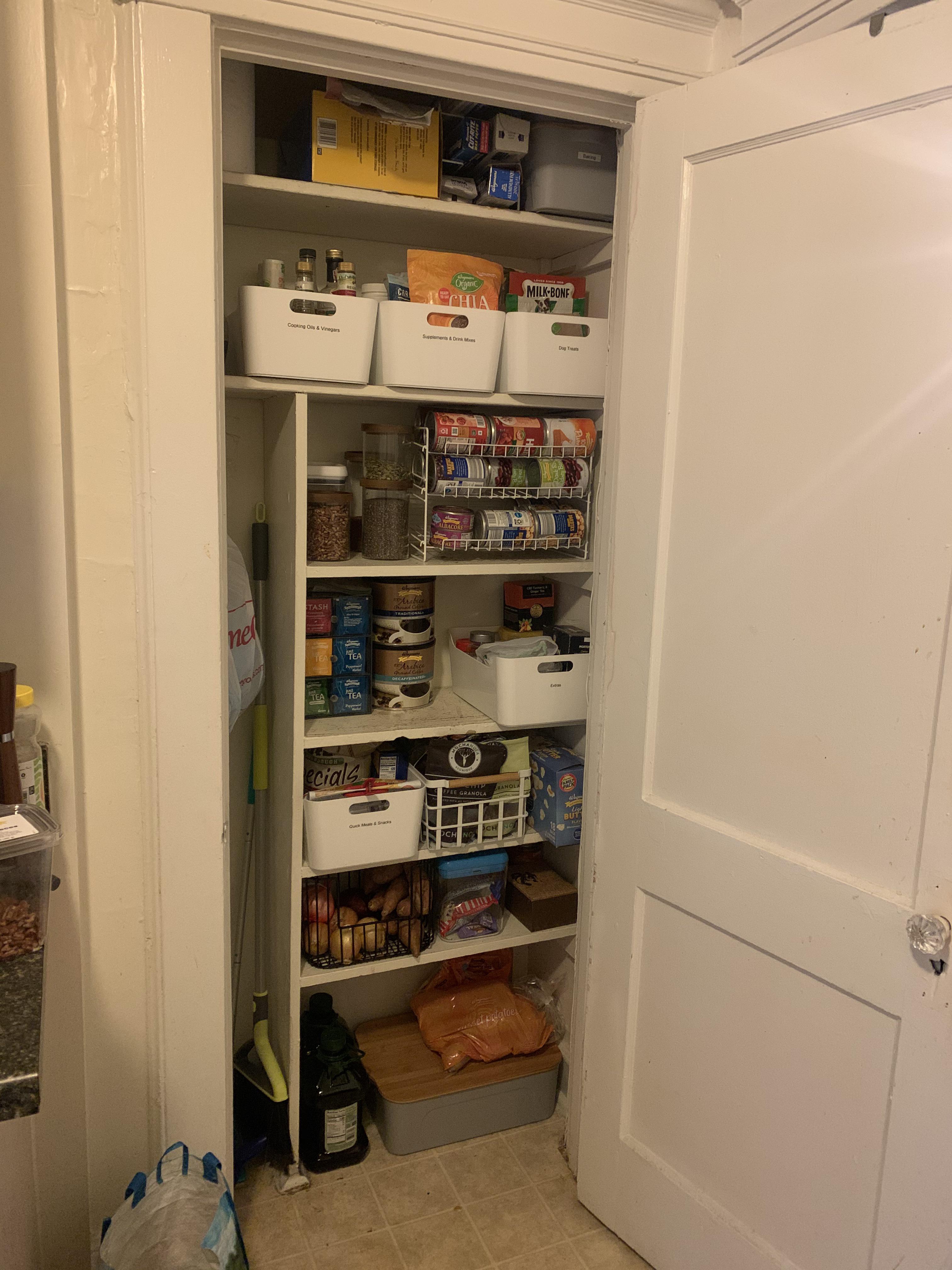 New Pantry Organization with bins and labels | Scrolller