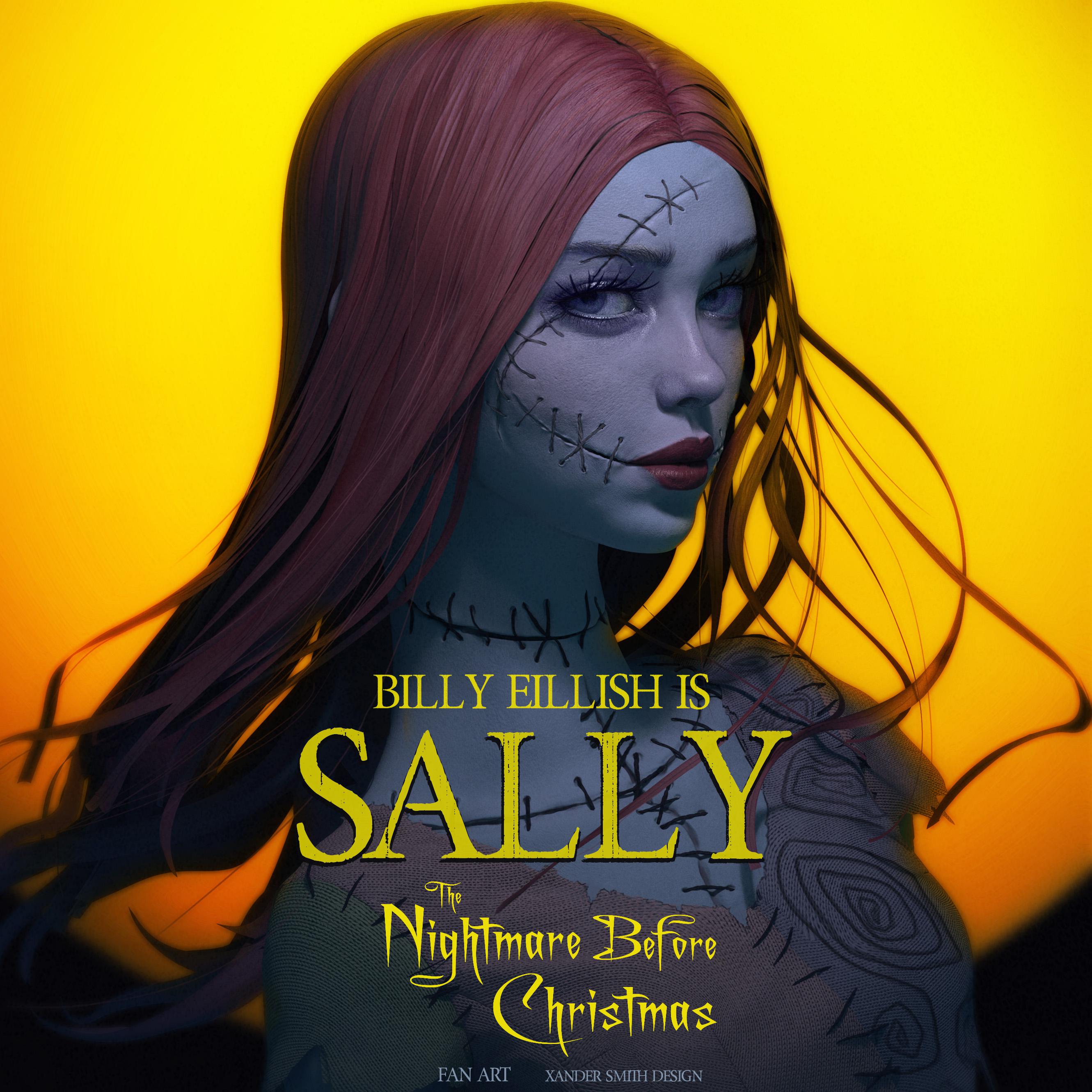Nightmare Before Christmas Fan Art starring Billie Eillish as Sally | Scrolller
