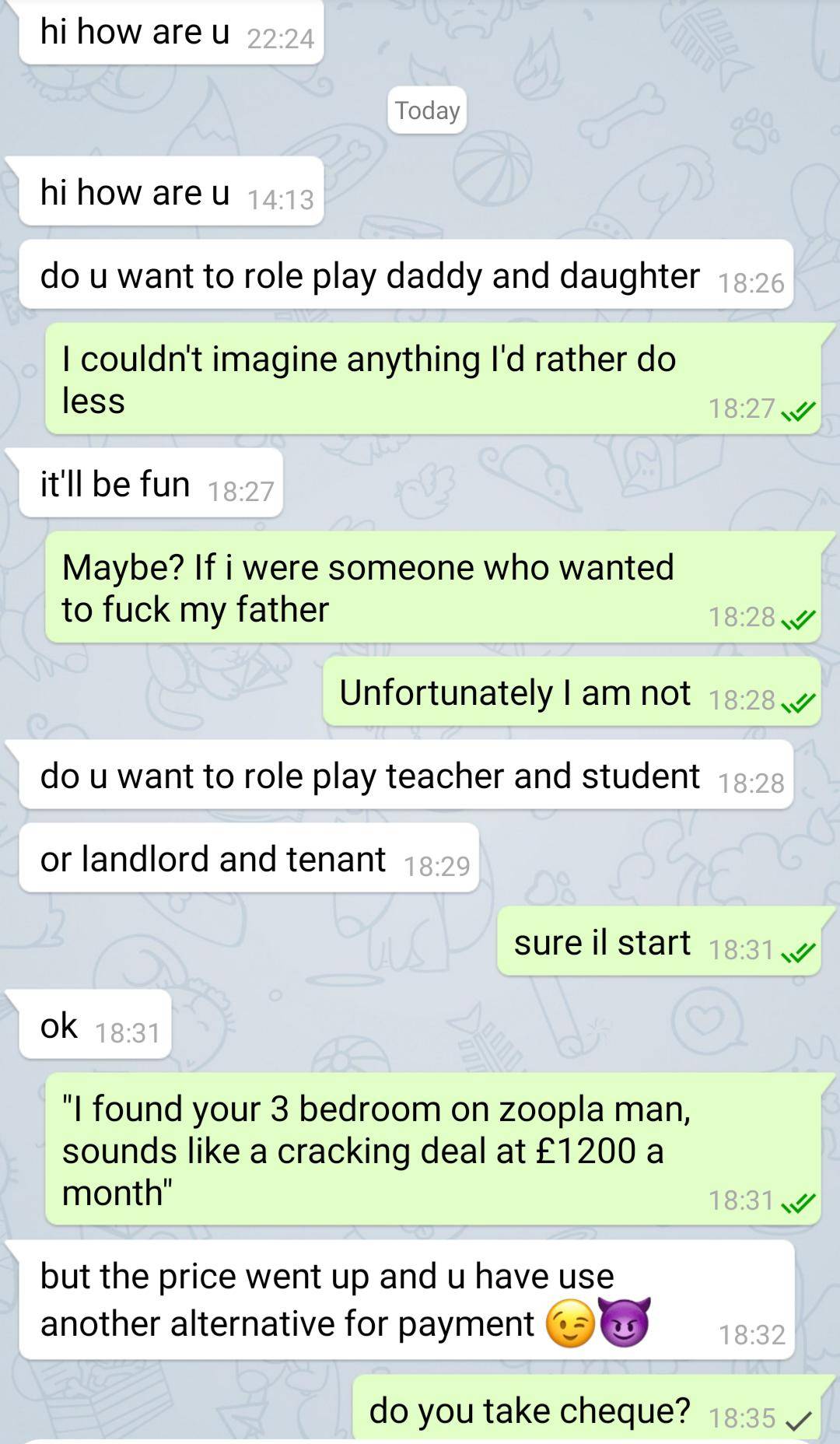 No I do not want to roleplay "daddy and daughter" | Scrolller