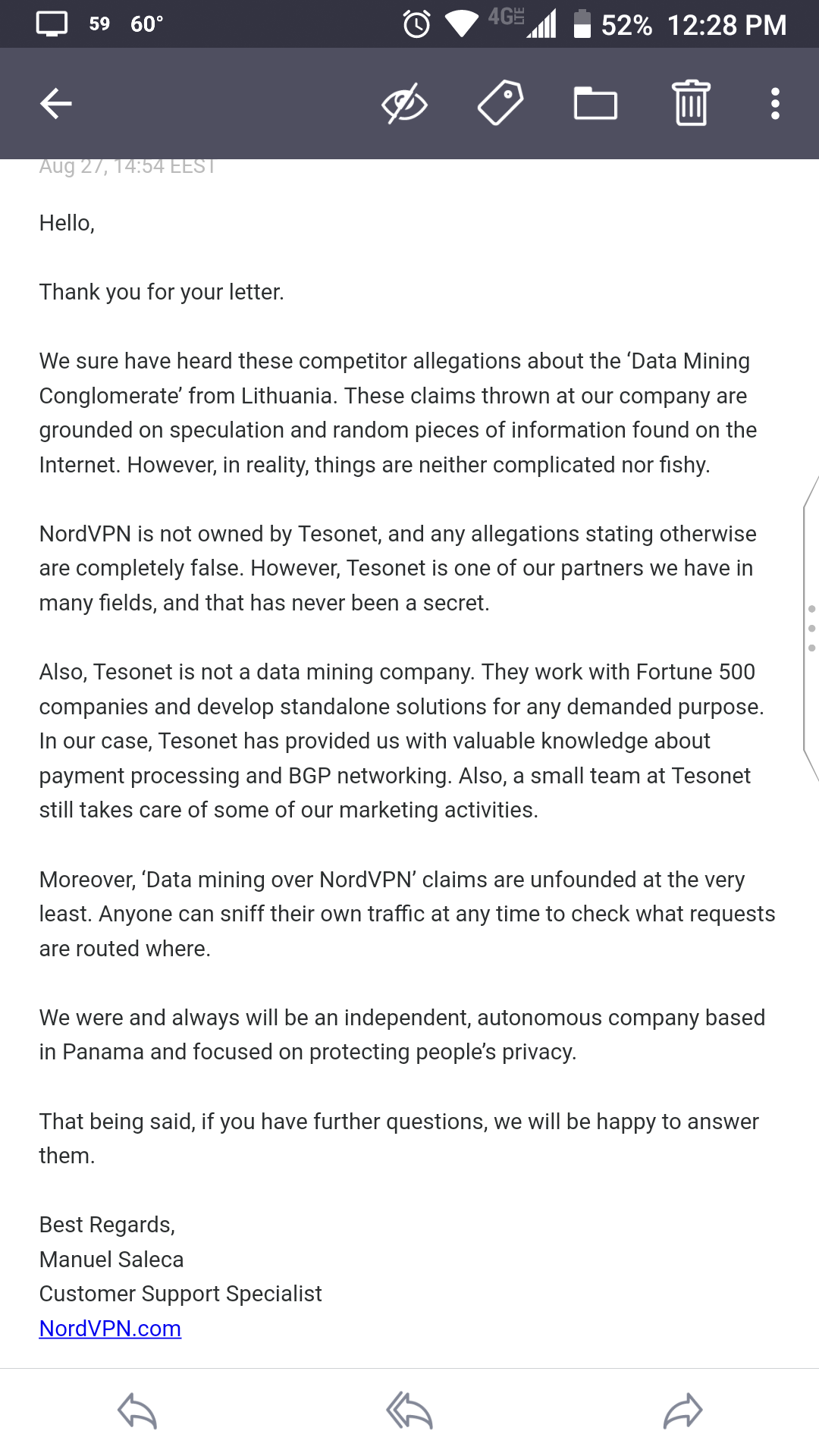 NordVPN's response to allegations of mining customer data | Scrolller