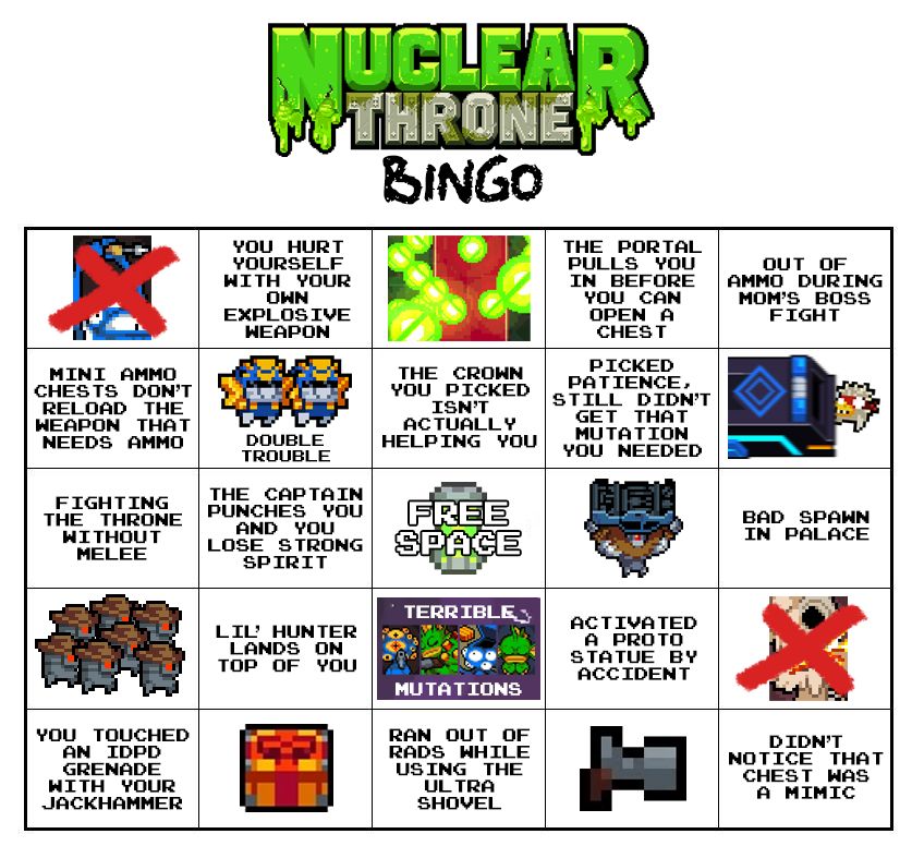 Nuclear Throne bingo sheet | Scrolller